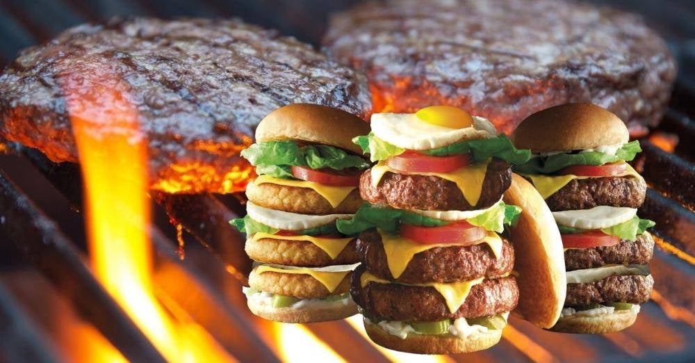 Pati burger bertingkat saiz jumbo, keunikan 100 peratus daging import ...