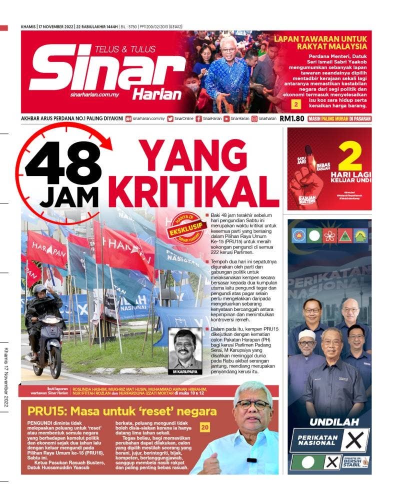 SINAR HARIAN 17 NOVEMBER 2022 - Sinar Harian