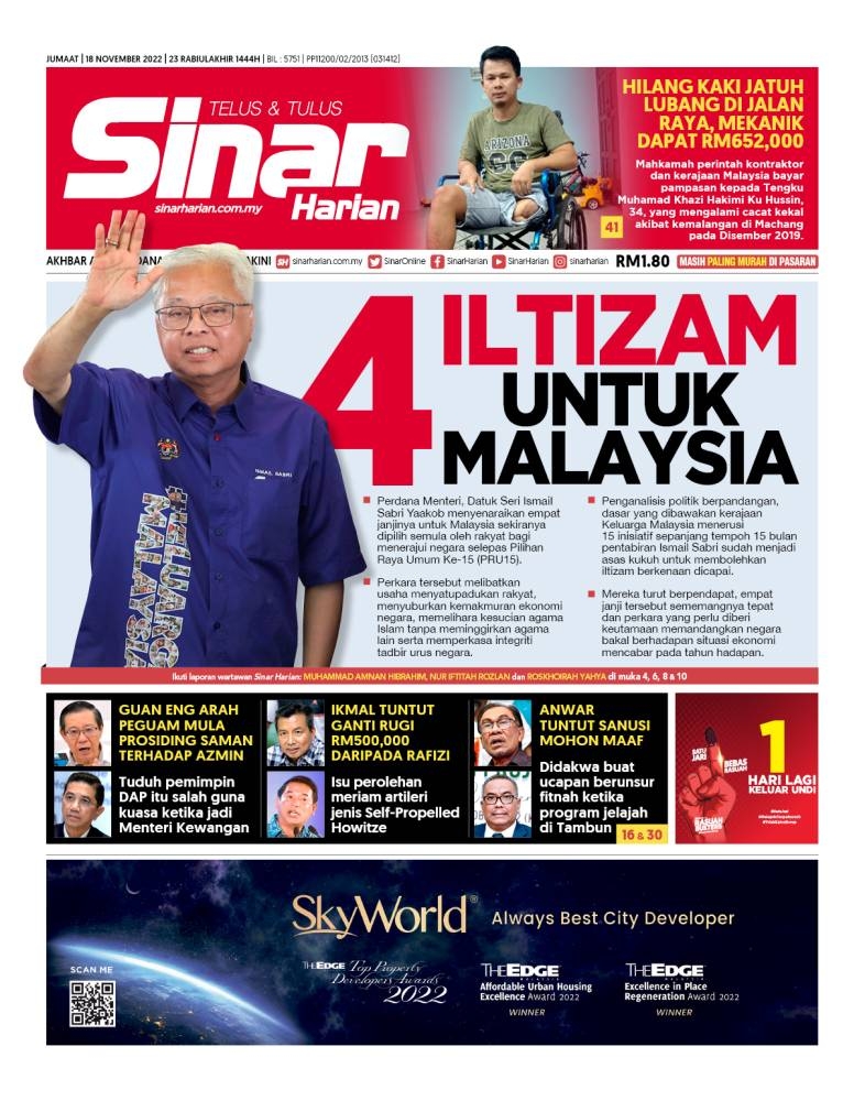 SINAR HARIAN 18 NOVEMBER 2022 - Sinar Harian
