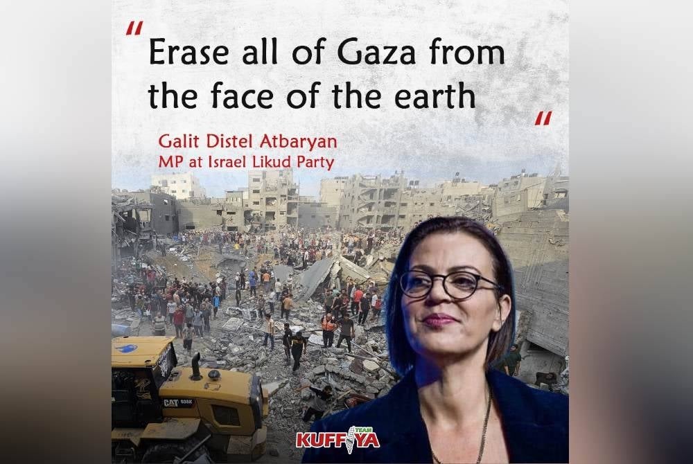 Bekas menteri Israel gesa hapus Gaza dari muka bumi - Sinar Harian