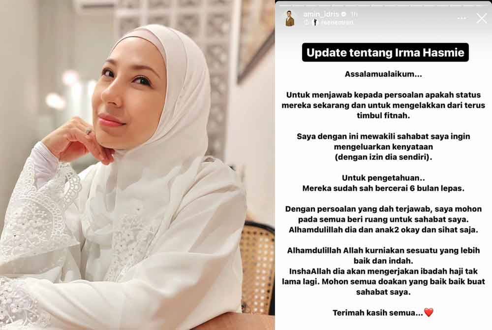 Irma Hasmie, Redza Syah sudah enam bulan bercerai - Sinar Harian