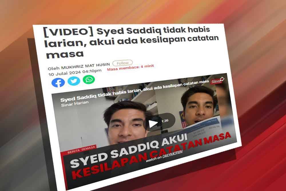 Syed Saddiq tidak buat pusingan U di laluan ditetapkan - Exco Johor - Sinar Harian