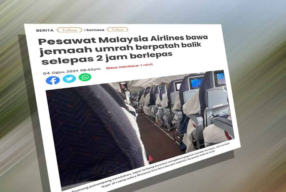 CAAM sahkan pesawat MH156 patah balik akibat masalah teknikal - Sinar ...