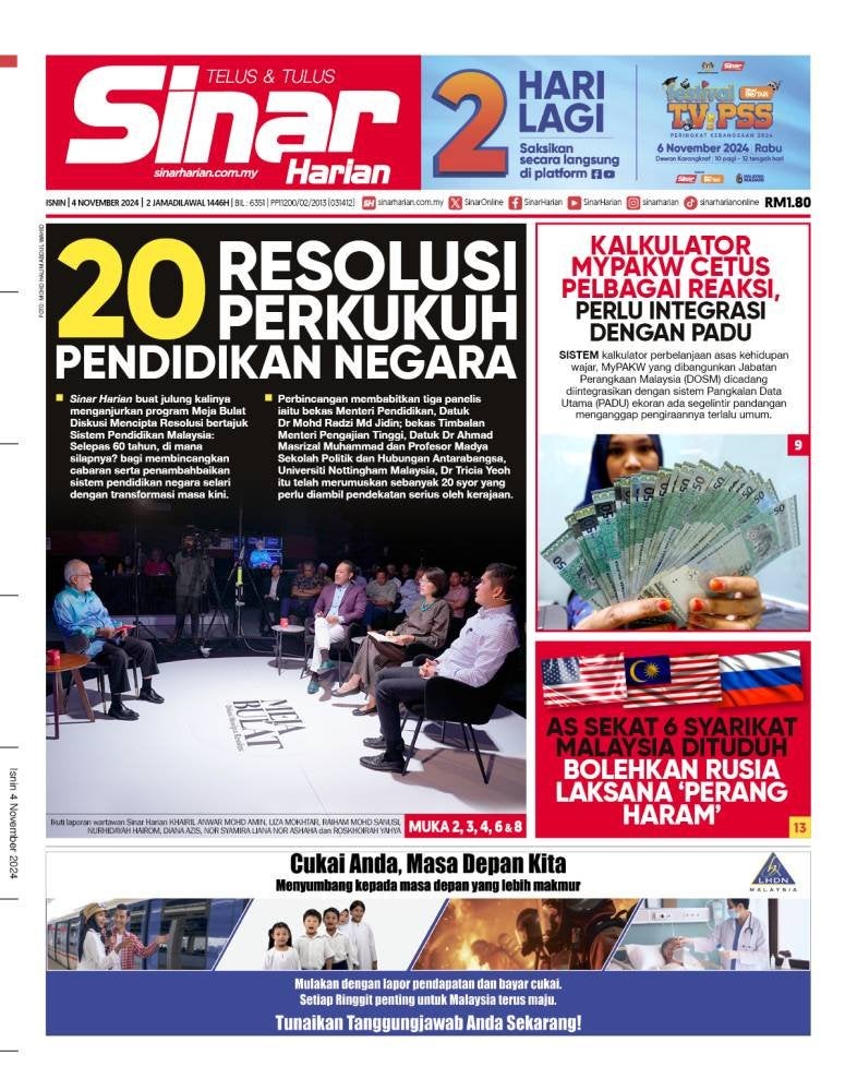 SINAR HARIAN 4 NOVEMBER 2024 - Sinar Harian