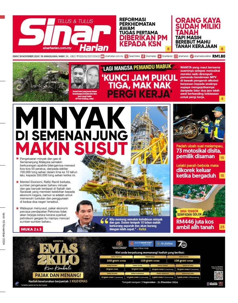 SINAR HARIAN 18 NOVEMBER 2024 - Sinar Harian