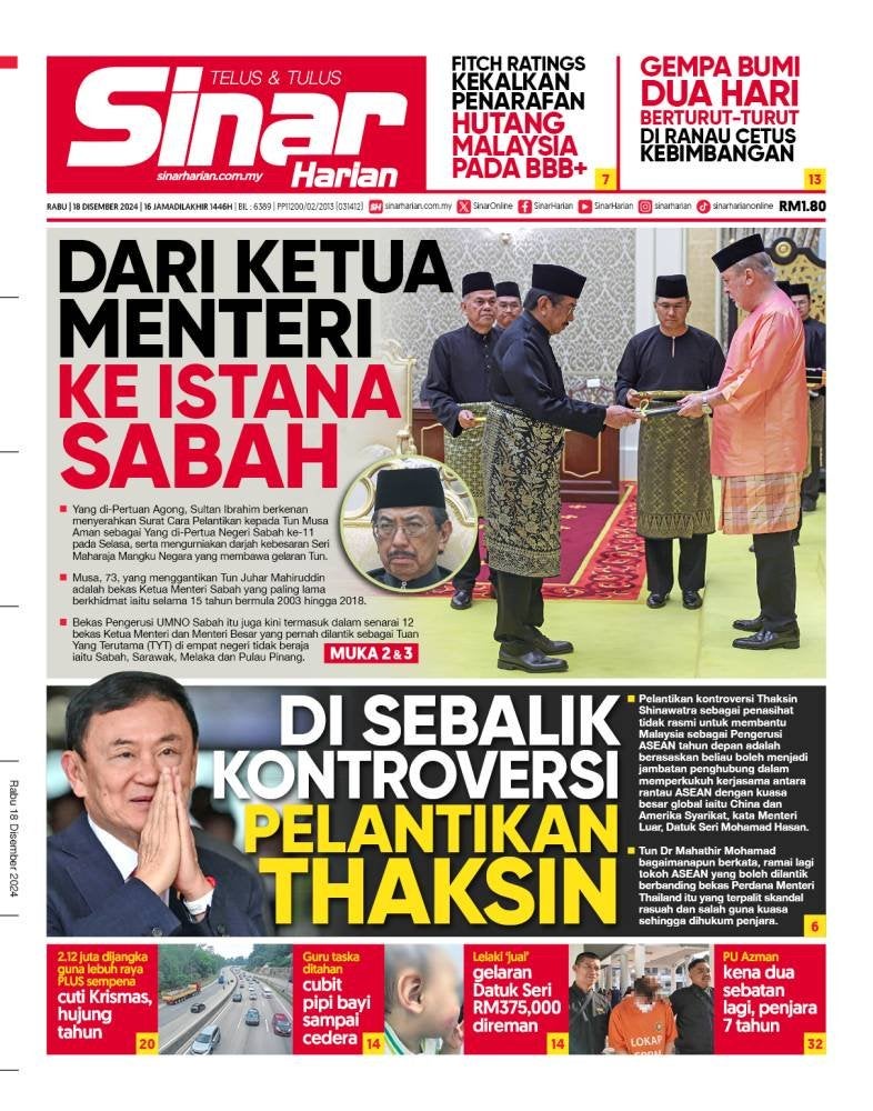 SINAR HARIAN 18 DISEMBER 2024 - Sinar Harian