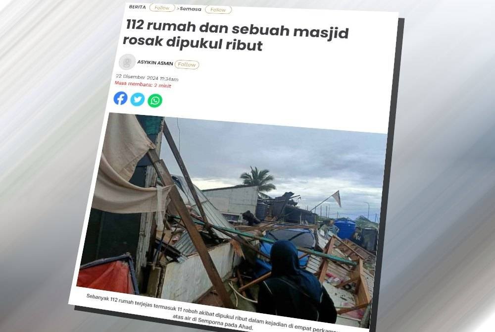 PPS Bubul Ria dibuka tempatkan mangsa ribut di Semporna - Sinar Harian