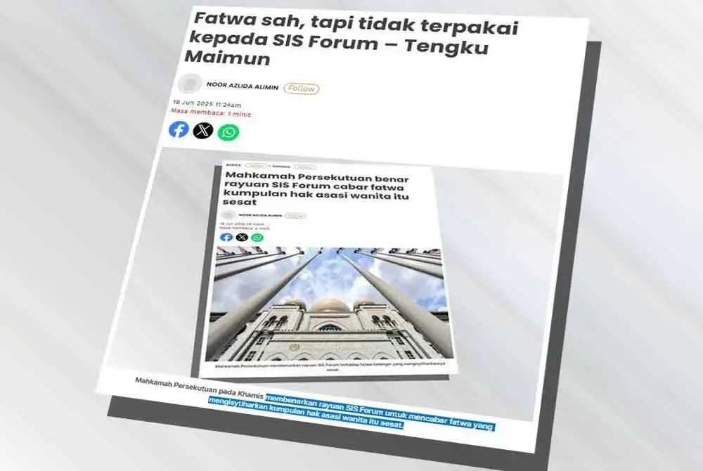 Hakim 'terganggu' SIS Forum tidak terikat fatwa - Sinar Harian