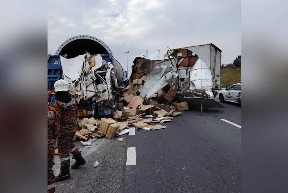 Kelindan maut nahas lori, treler di Lebuhraya Utara-Selatan - Sinar Harian