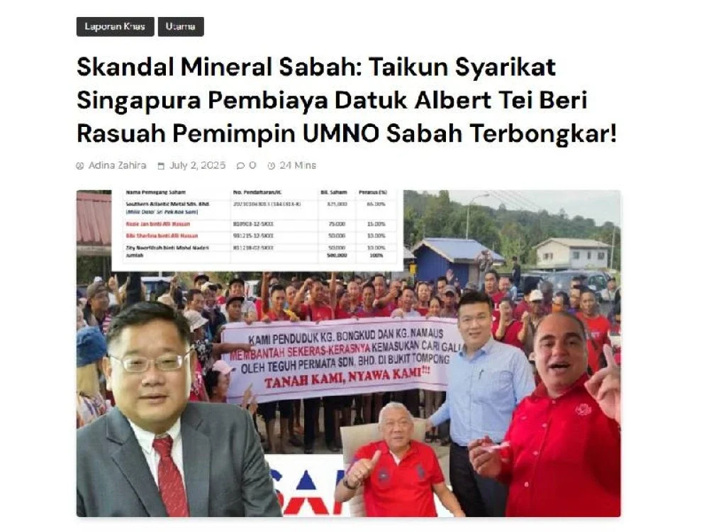 Skandal Mineral Sabah: Pemberi maklumat dibiayai taikun Singapura ...