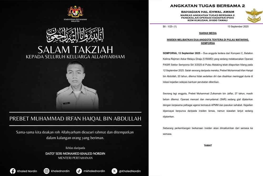Mohamed Khaled ucap takziah kepada keluarga Prebet Muhammad Irfan Haiqal - Sinar Harian
