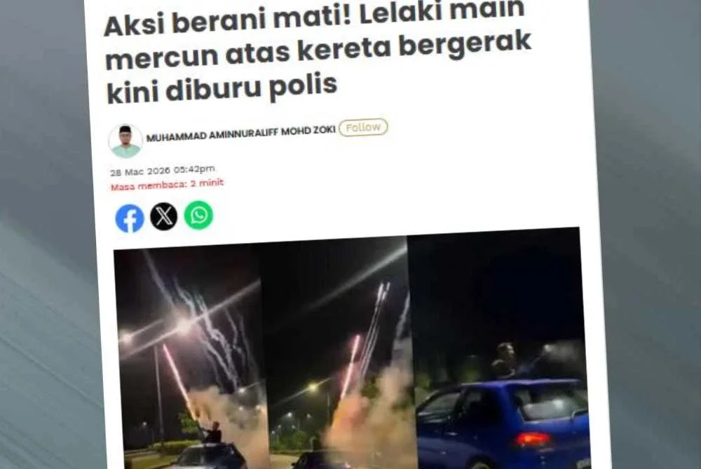 Padah main mercun atas kereta bergerak, 4 termasuk wanita ditahan ...